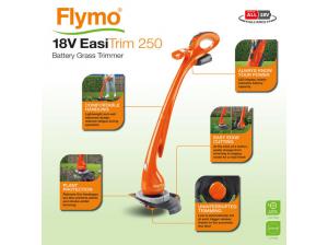 Flymo EasiTrim 250 18V Cordless Grass Trimmer with 2Ah Battery Charge
